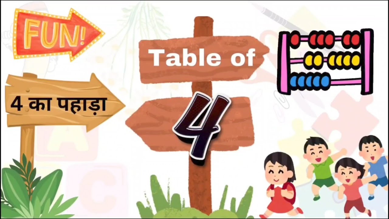 Table of 4 | learn table of 4 | maths table for kids in easy language ...