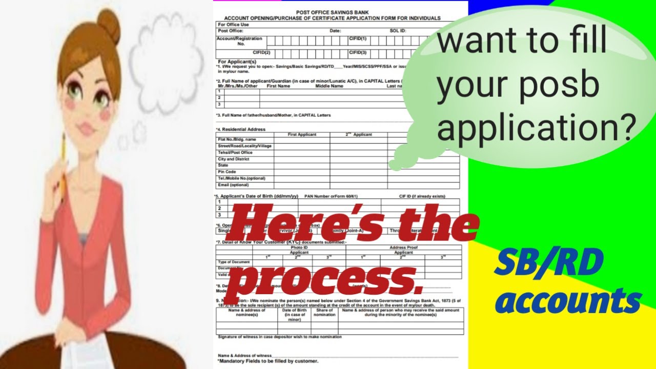 Filling of SB/RD account application forms in post office in telugu ...