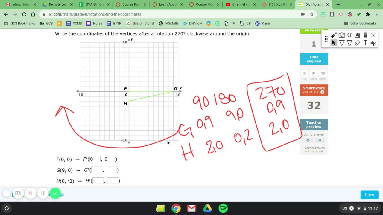 IXL:Rotations-find the coordinates Examples - YouTube