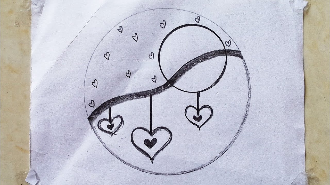 Pencil Circle Heart Scenery Drawing|| Easy Drawing #scenerydrawing ...