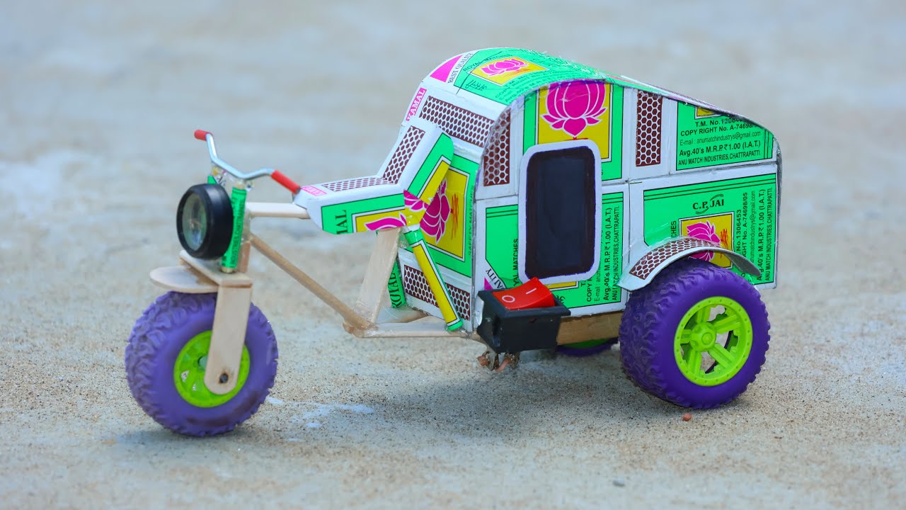 How to make Matchbox Cycle Camper Rickshaw | diy matchbox cycle auto ...