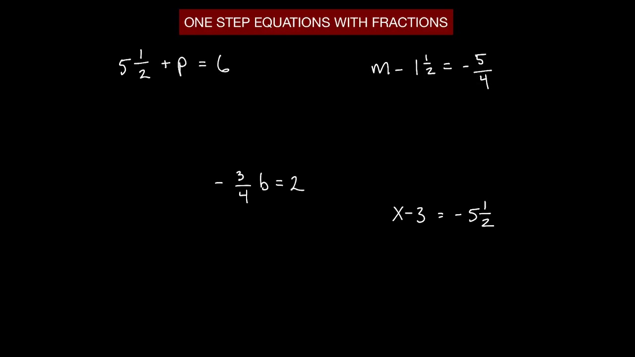 PRE-ALGEBRA, Do One Step Equations With Fractions with VEDIC MATH ...