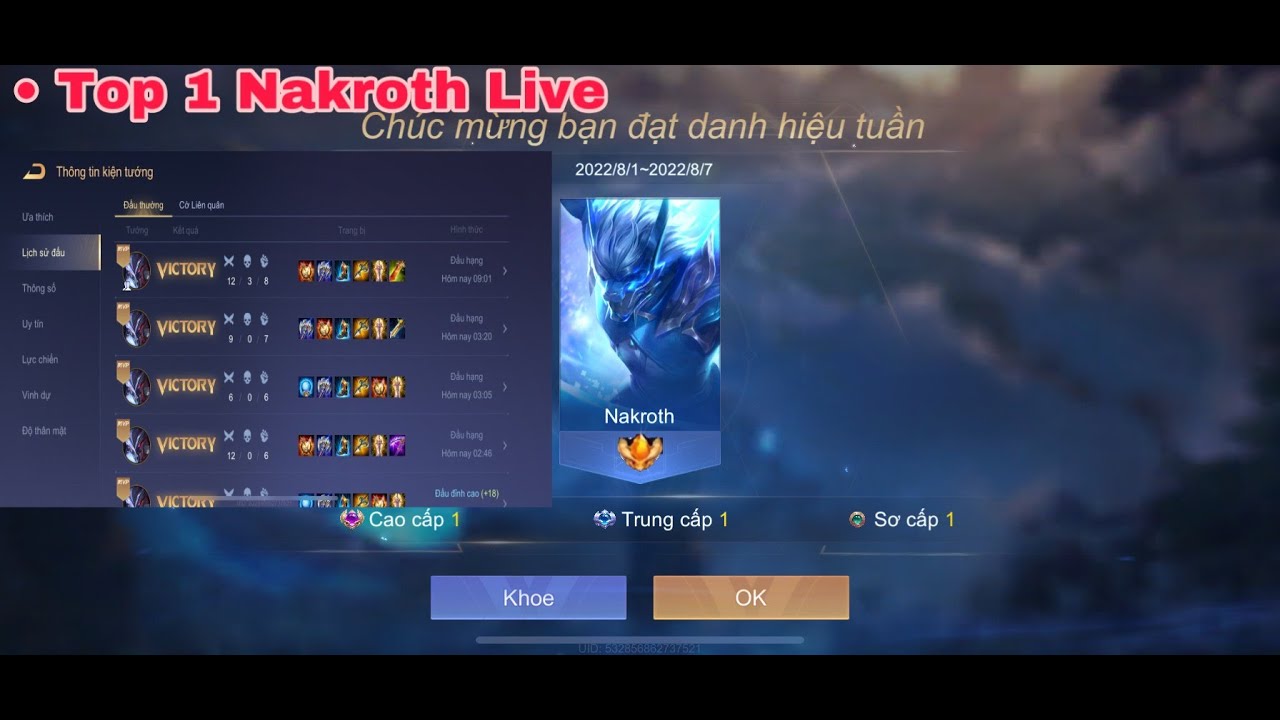 TOP.1 Nakroth Zic Zac Live Kéo Rank Kim Cương Tinh Anh Cao Thủ Liên ...