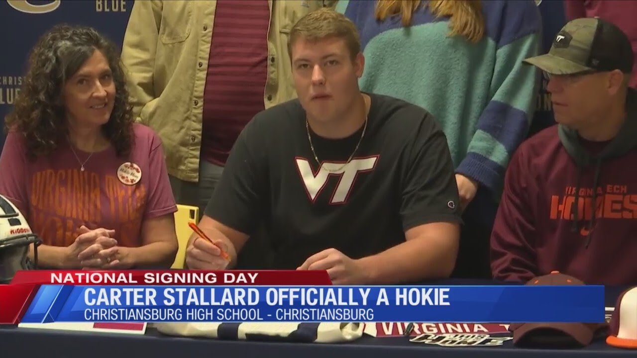 Christiansburg's Carter Stallard signs NLI to play football at Virginia ...
