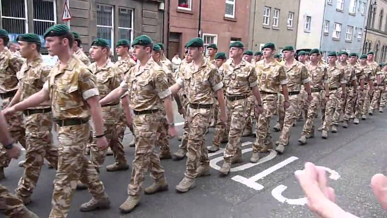45 Commando Royal Marines march through Arbroath on Return from ...