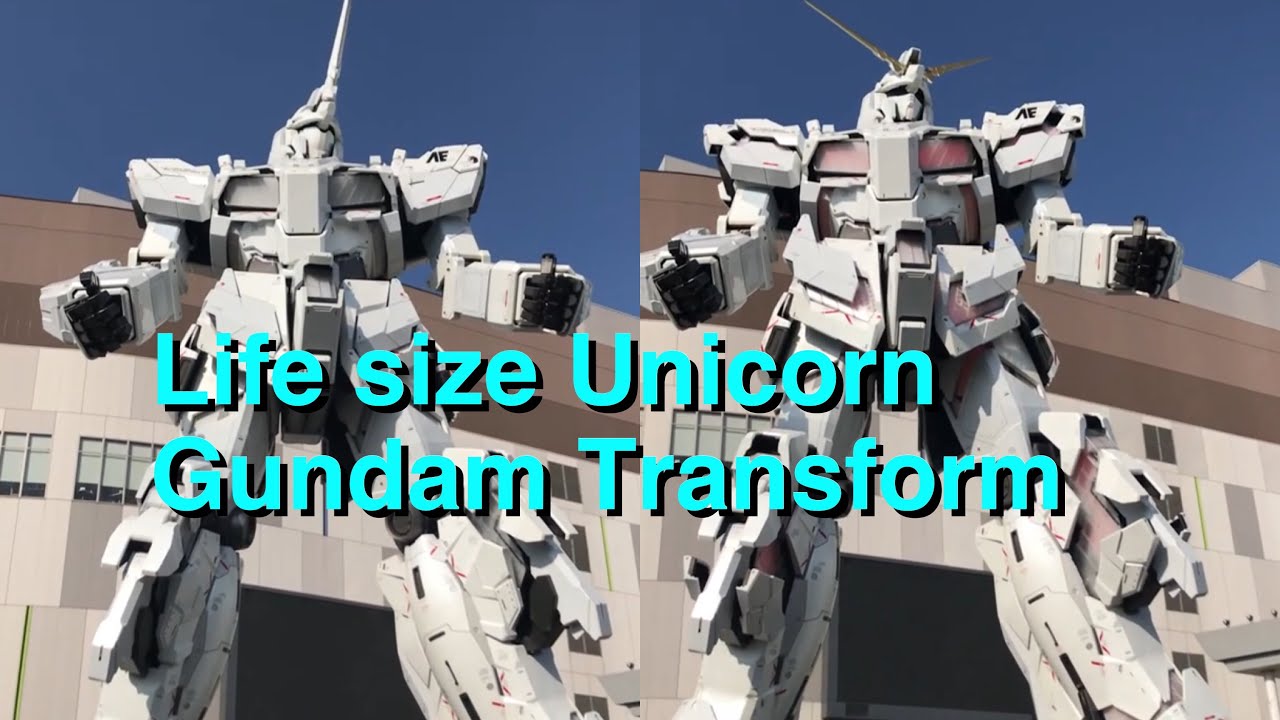 20 Meter Full Size Unicorn Gundam Transformation at Odaiba Tokyo - YouTube