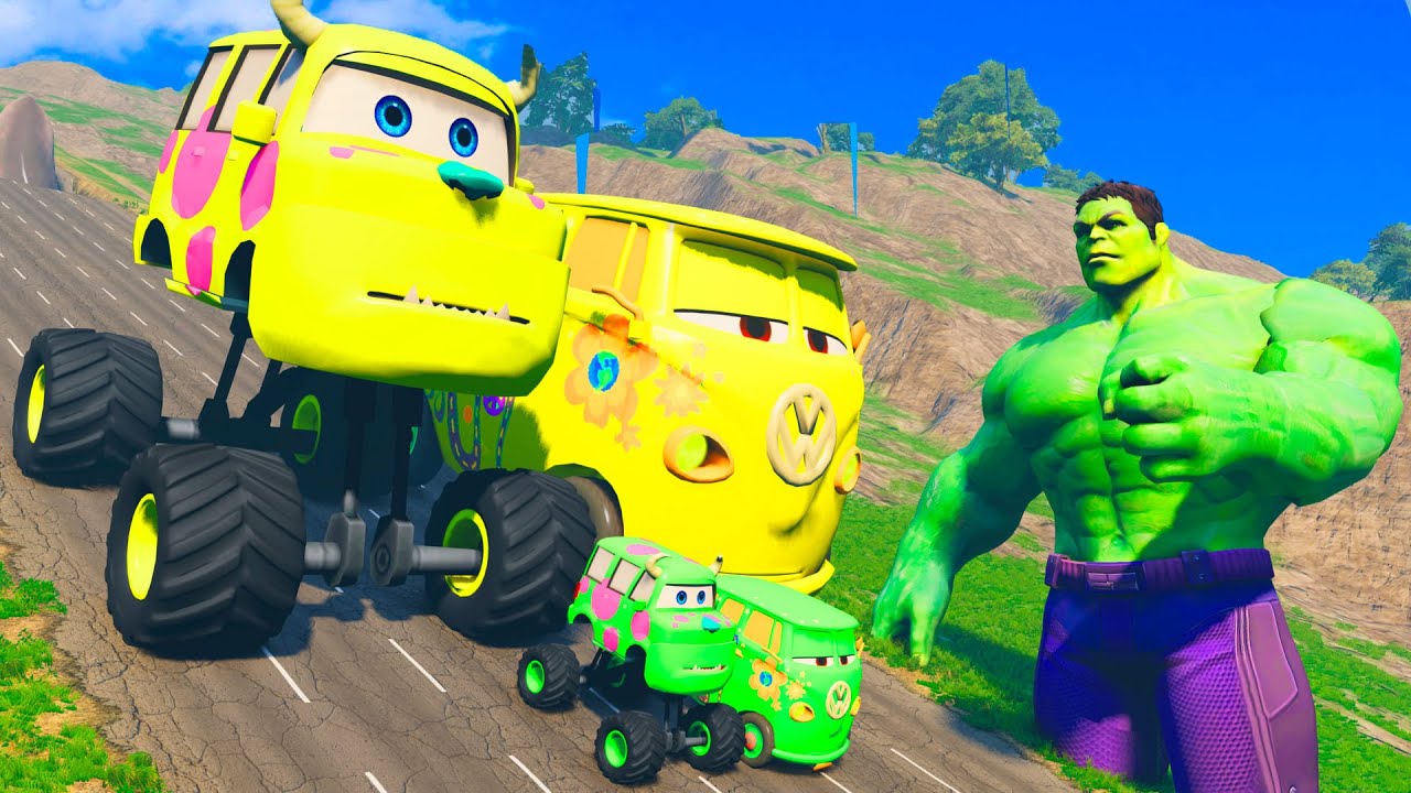 Big & Small Mack Truck vs Stairs Color with Trains vs Portal Trap ...