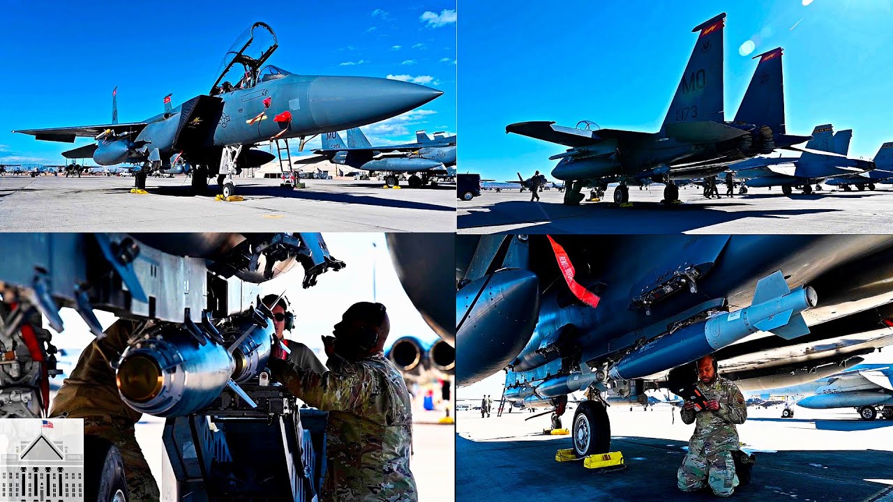 389th FS Airmen Load Inert GBU-38s on F-15E Strike Eagle | Red Flag ...