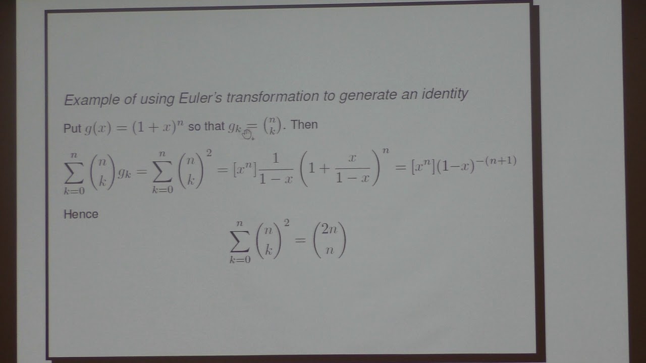 Riordan Arrays by Michael Allen 2 - YouTube
