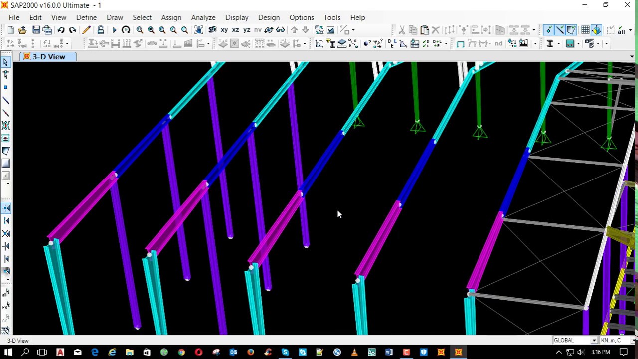 sap2000 v16 steel structural building design 04 - YouTube