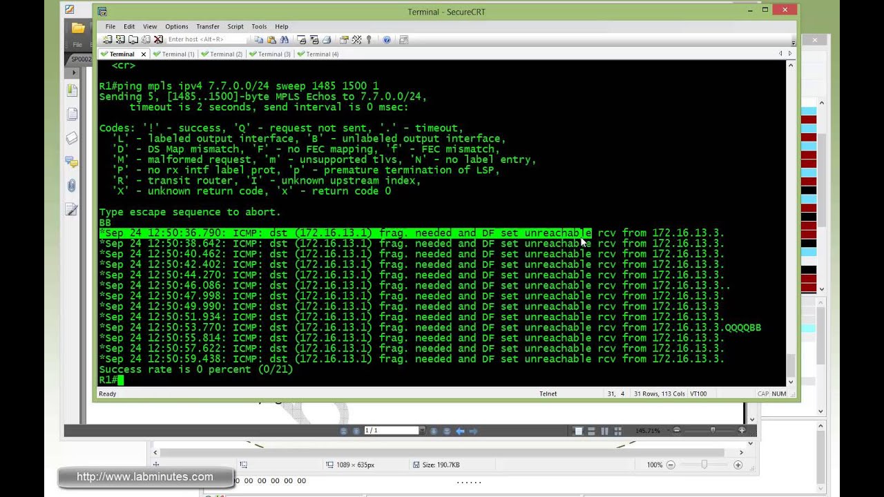 LabMinutes# SP0002 - Cisco MPLS Ping, Traceroute and MRU (Part 2) - YouTube