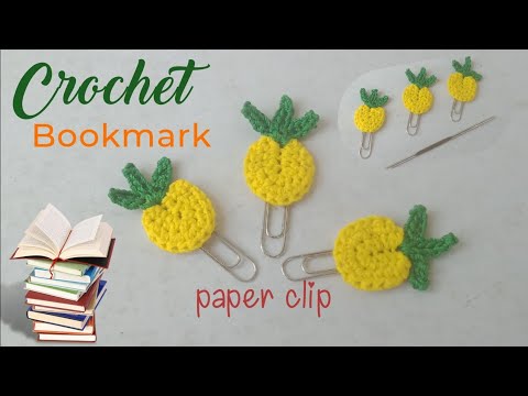 crochet bookmark, paper clip apenapple || merenda paper clip motif ...