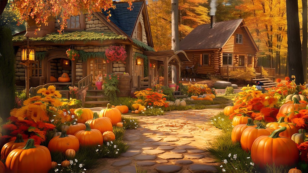 Enchanting Autumn Scenery, Calm Fall Music & Birds Singing in Simple ...