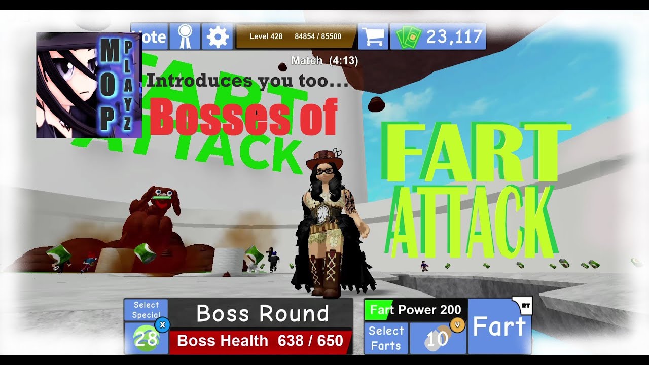 Roblox Fart attack Boss battles with M.O.P playz - YouTube