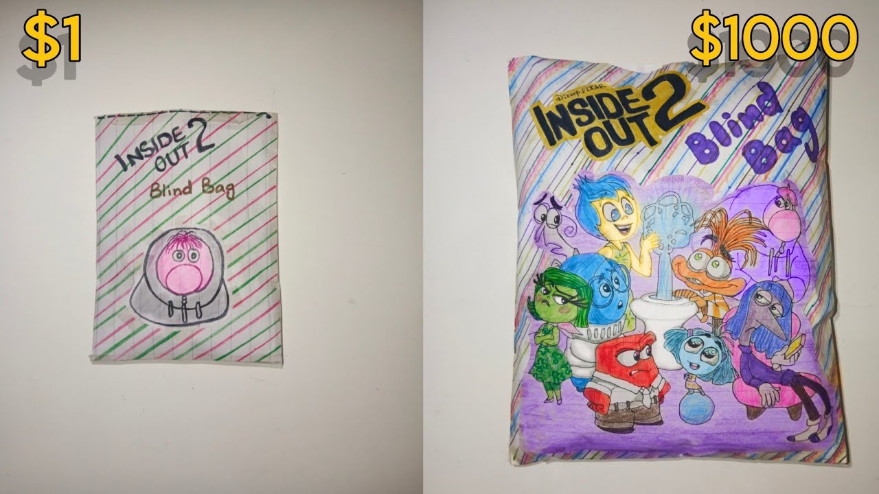 $1 VS $1000 Inside out 2 blind bag | Inside out blind bags unboxing ...