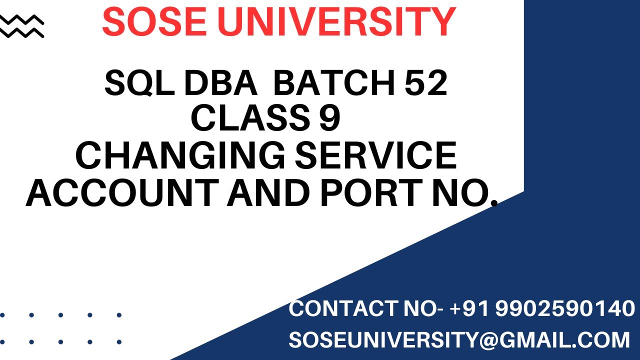 Batch52 SqlDBA Class9 Changing Service Account Port number & Creating Database ||Call +91 ...