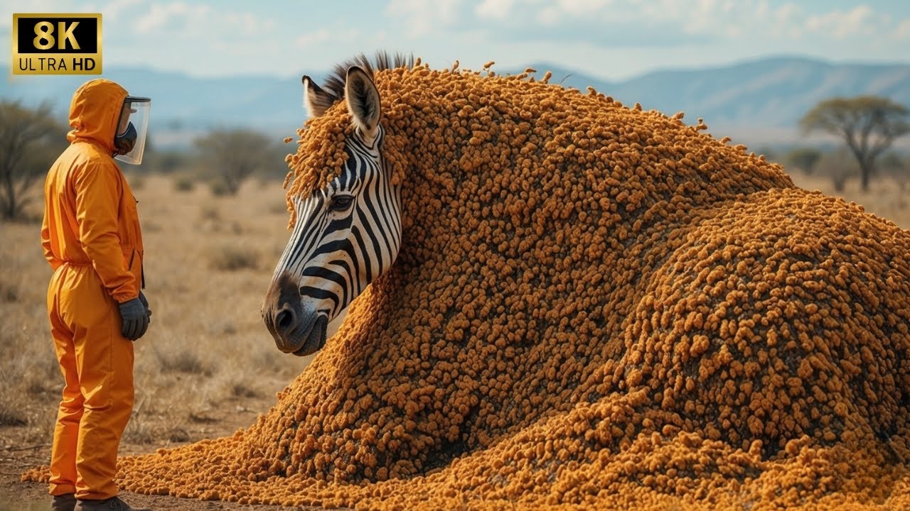 Zebra Covered with dangerous Bees and Parasites saved By Rescuers ...