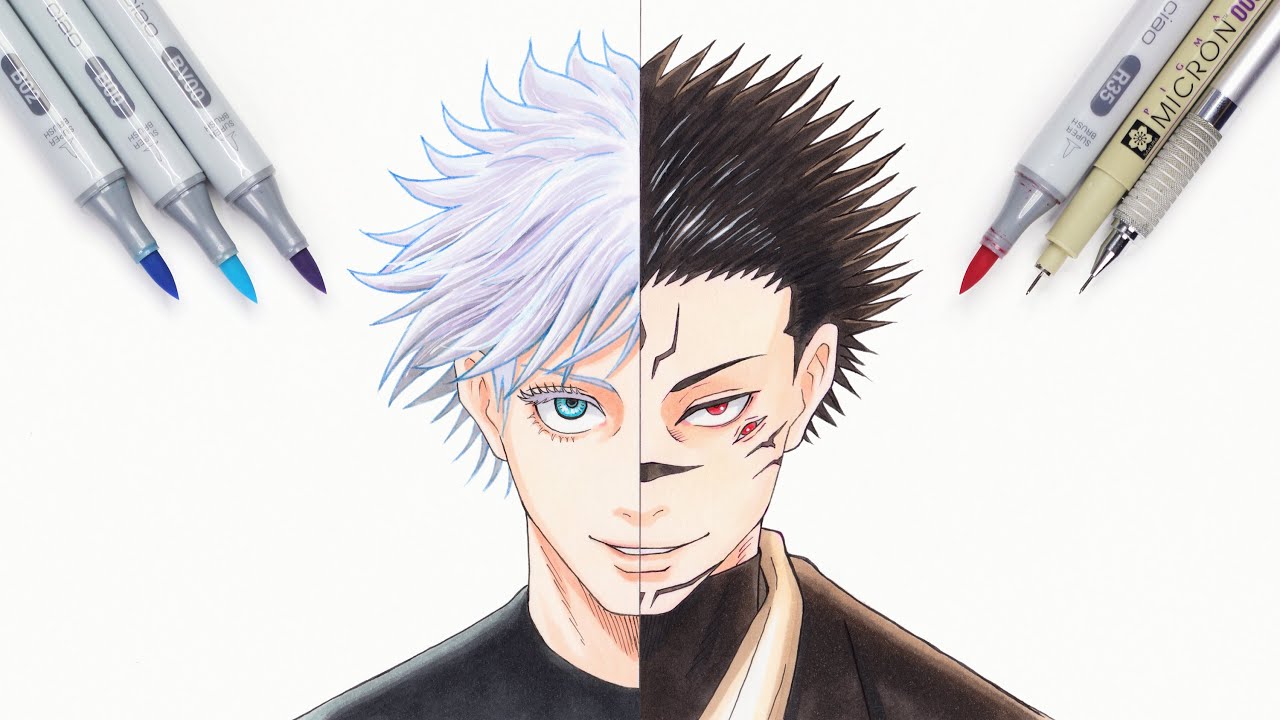 Gojo x Sukuna | Jujutsu Kaisen | How To Draw Gojo x Sukuna - YouTube