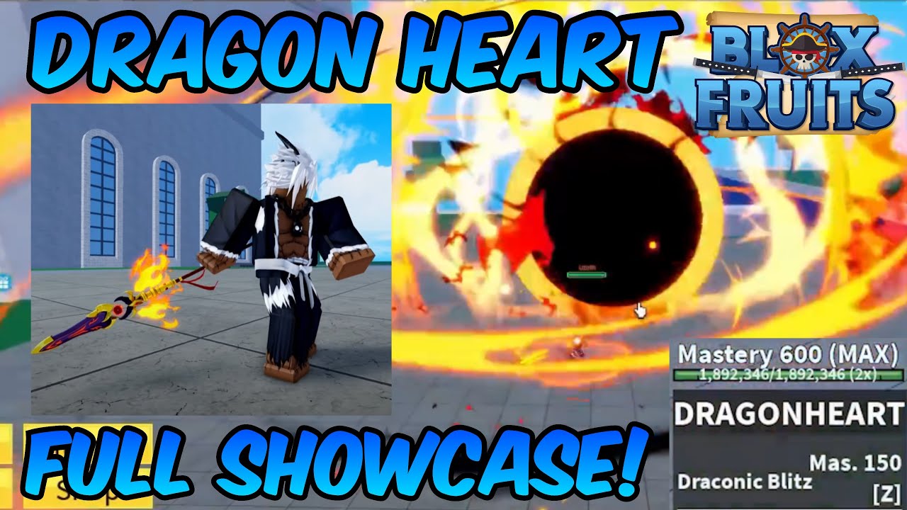 NEW Dragon Heart FULL SHOWCASE! | Blox Fruits Dragon Heart Sword Full ...