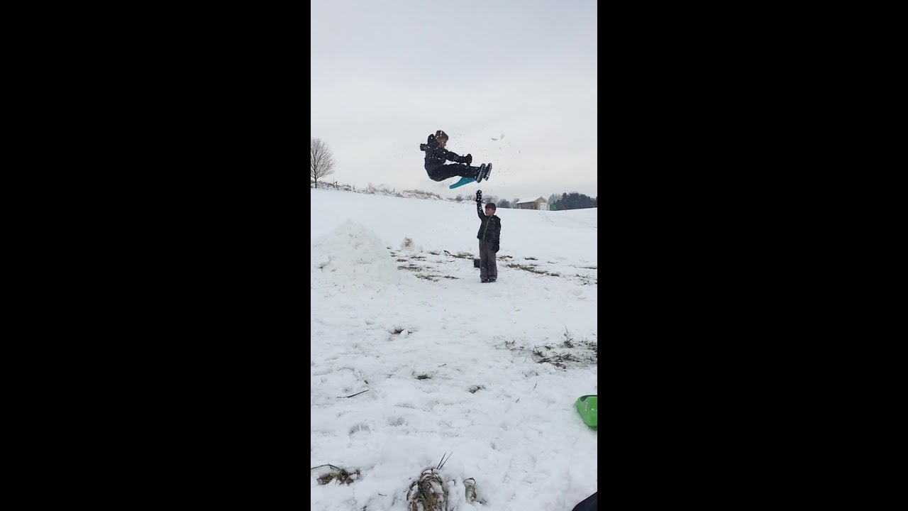 Huge Sled Jump 2.0 All Most To Big To Jump And Lots Of Crashing - YouTube