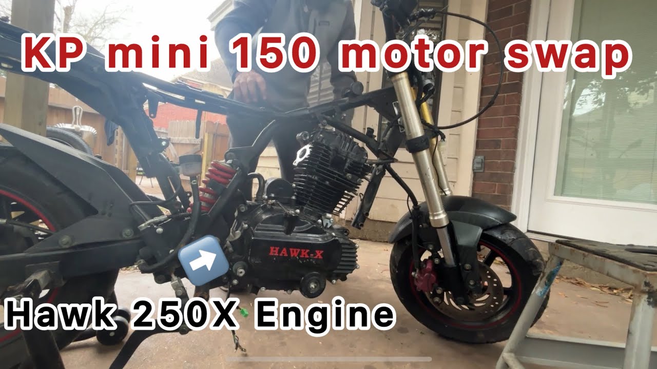 KP mini 150 engine swap (Using old Hawk 250X engine) - YouTube