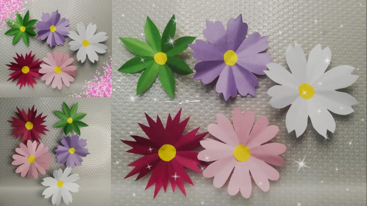 How to make 5 different paper flowers shapes | Easy paper cutting ...