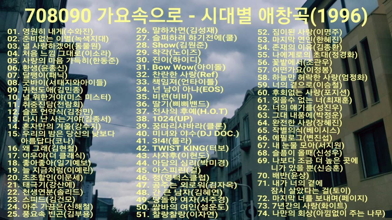 708090 시대별 애창곡(1996) - YouTube