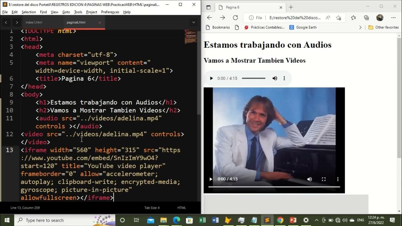 Insertar Audios y Videos en HTML - YouTube