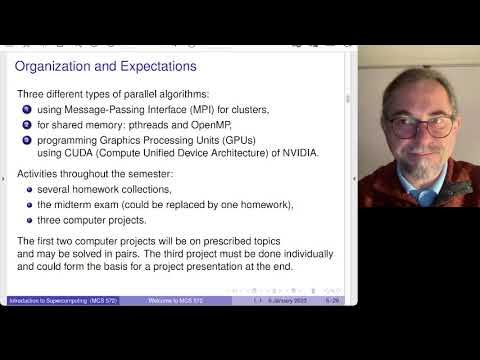 Welcome to MCS 572, an introductory graduate course in supercomputing - YouTube