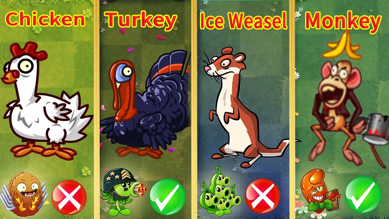 PvZ 2 Challenge - Zombie Chicken & Ice Weasel & Monkey & Turkey ...