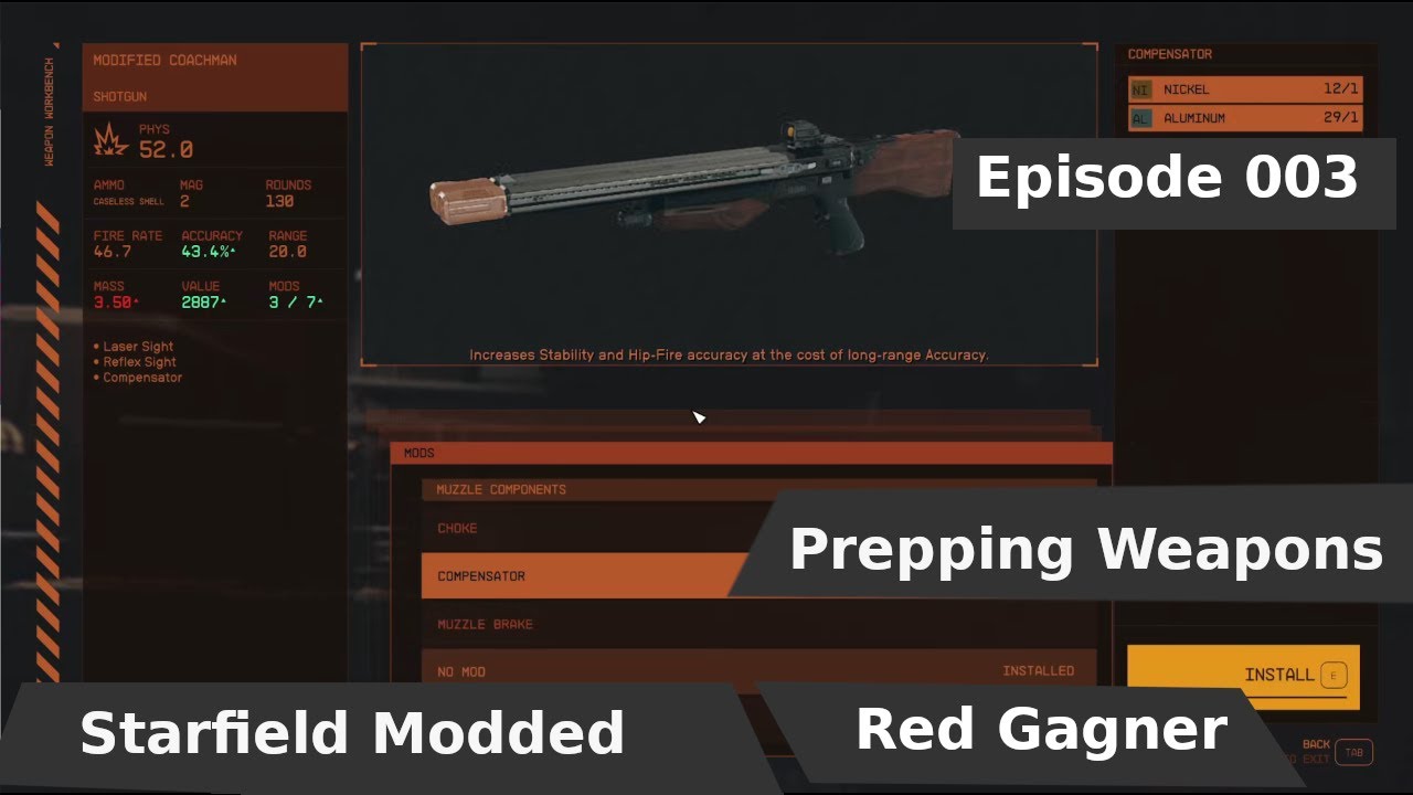 Starfield Modded, Red Gagner, Episode 003, Prepping Weapons - YouTube