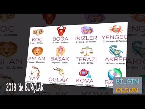 2018 de burçlar- 2018 için bütün burçların  Aşk ve Para yorumları  bilgin olsun  youtube