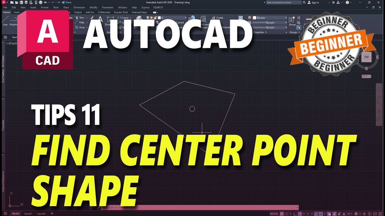 AutoCAD Tips 11 Find Center Point Shape - YouTube