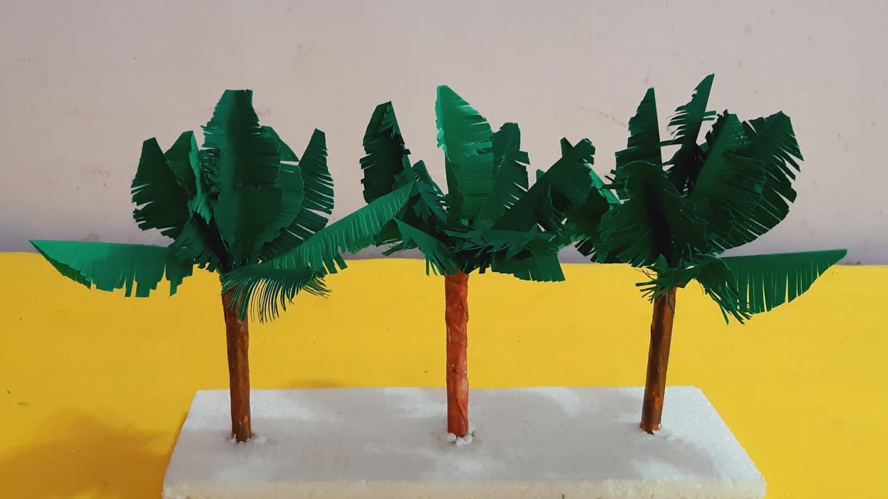 Paper Tree Making for School Project | DIY Miniature paper Tree ...
