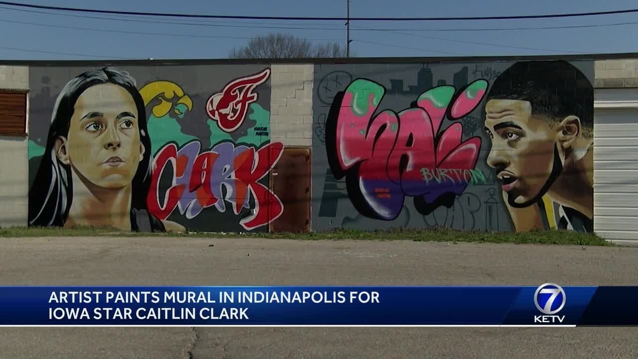 Iowa basketball star Caitlin Clark inspires artist to paint mural in ...