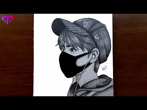 karakalem bts erkek çizimi - şapkalı erkek çizimleri - karakalem erkek resmi😍🥰