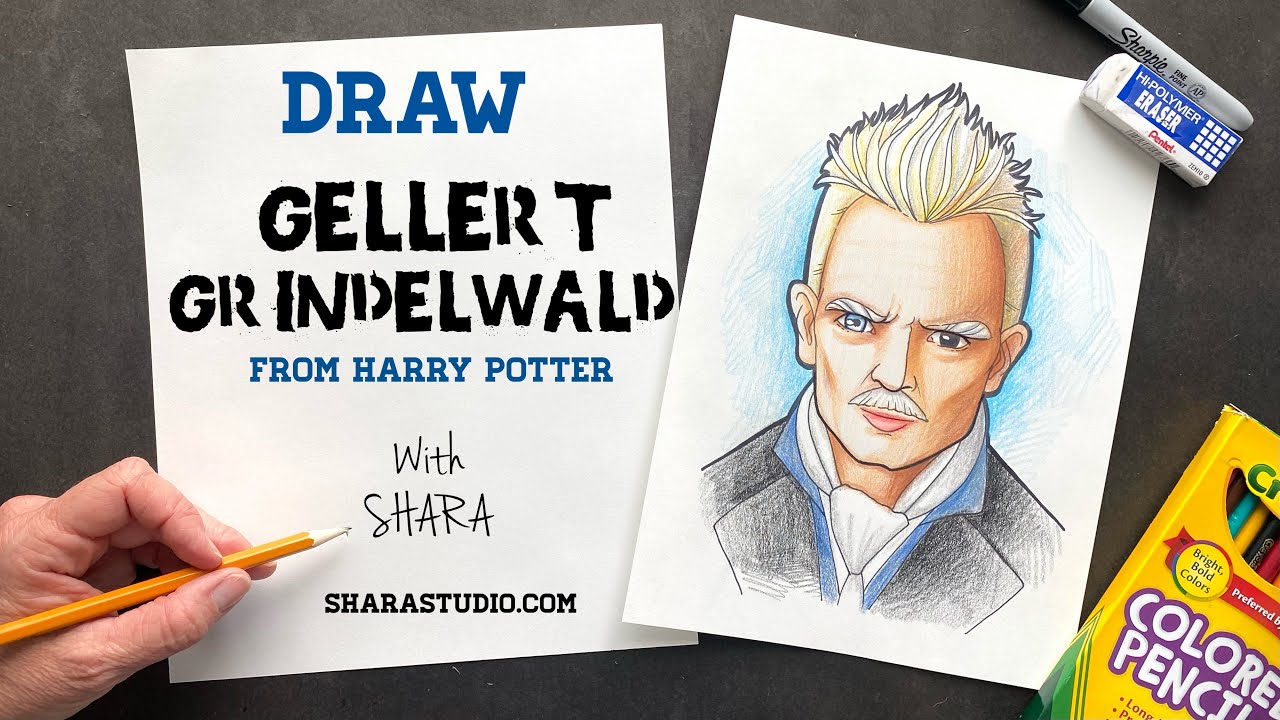 How to draw Gellert Grindlewald - YouTube