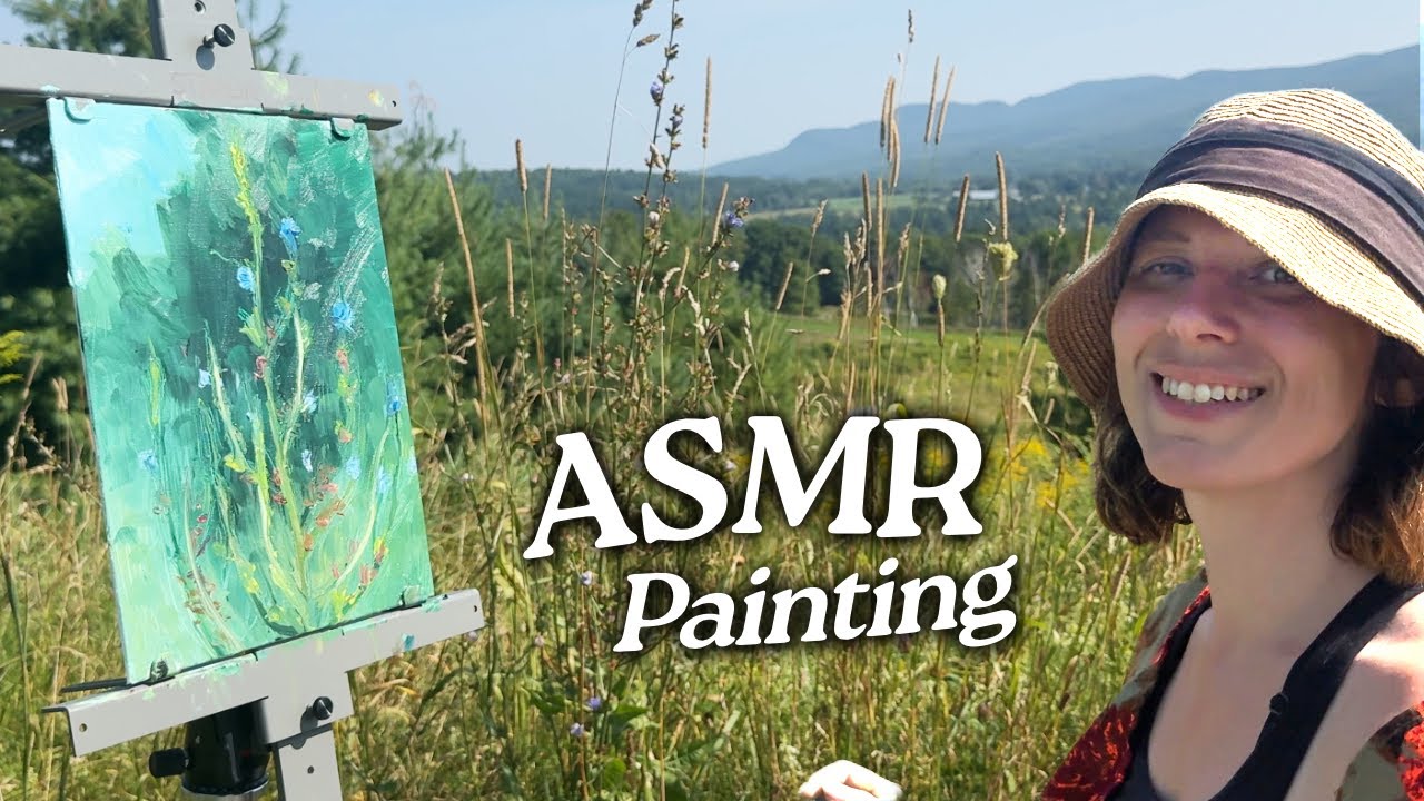 ASMR Oil Painting Outdoors | Wildflower Painting (Soft Spoken, 1 Hour ...