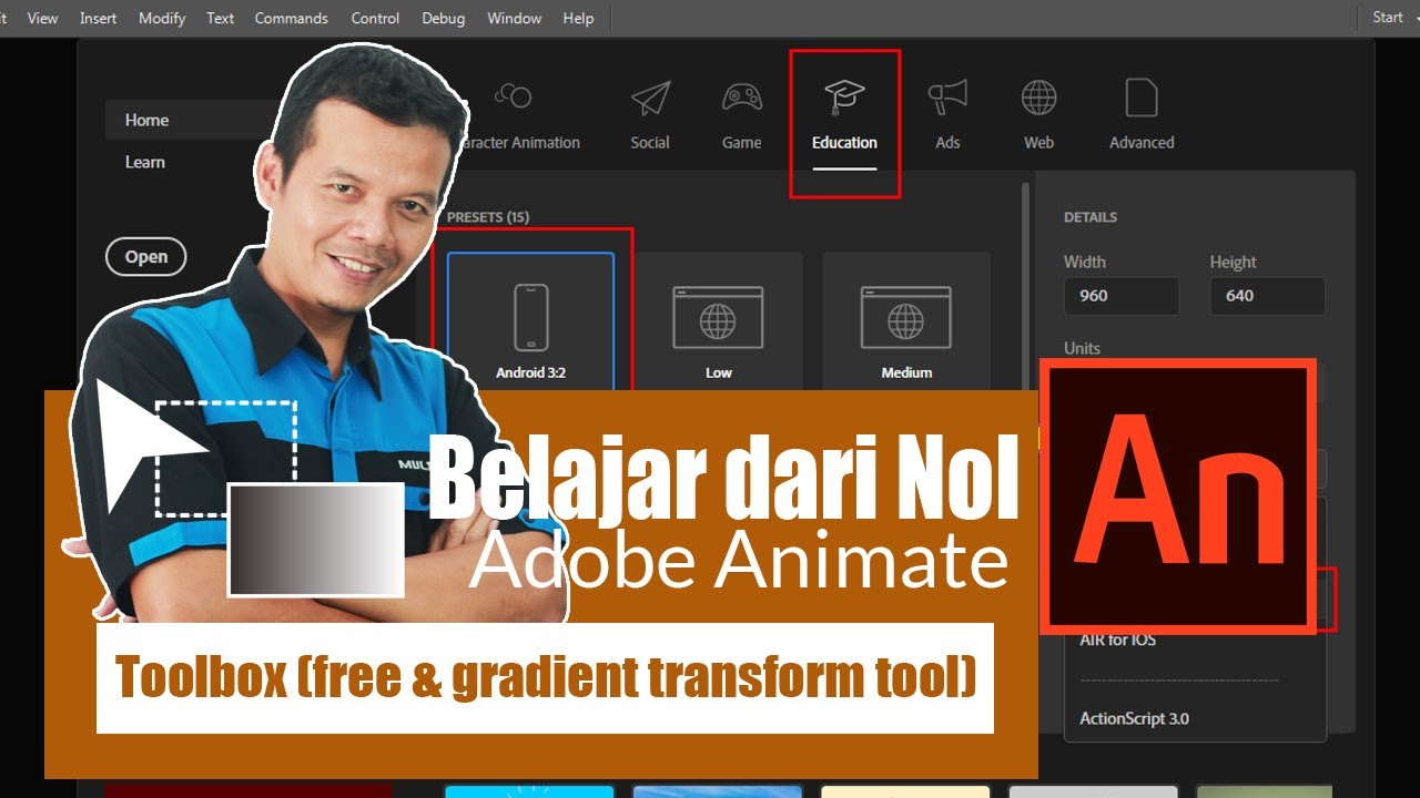 Tutorial Dasar Adobe Animate #5 | free transformtool - YouTube