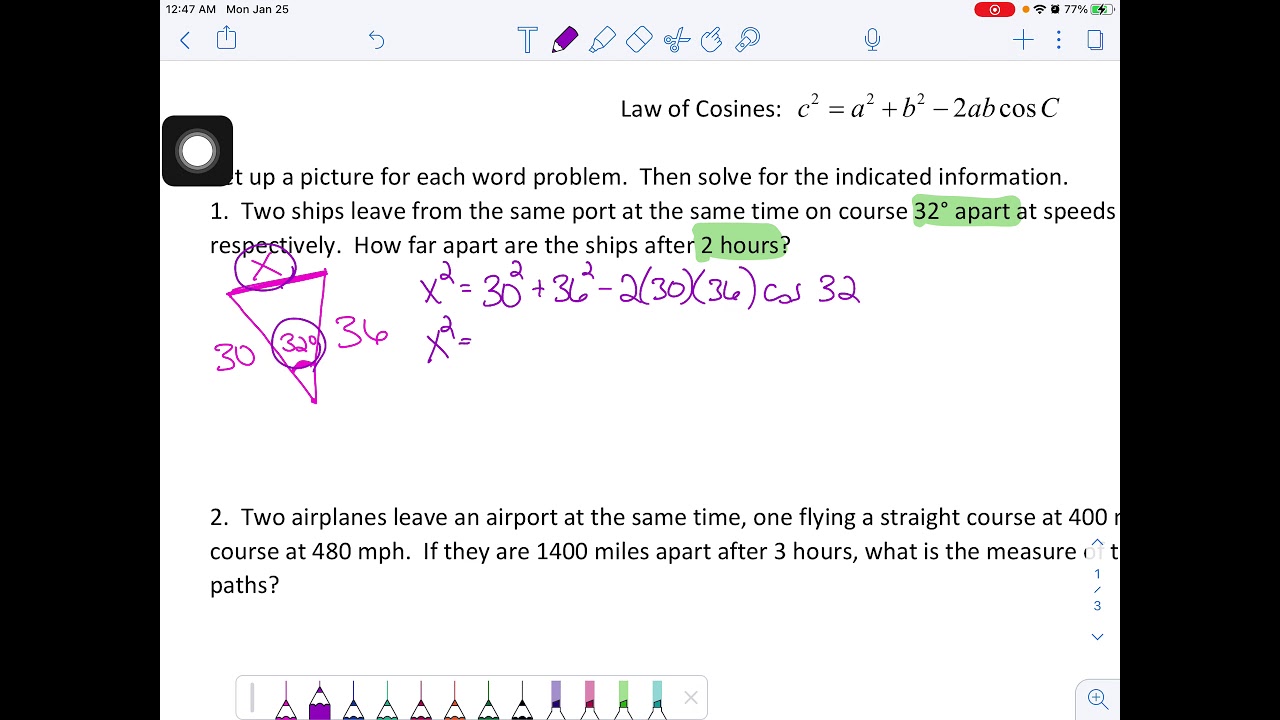 Law of Cosines Word Problems (1 & 2) - YouTube