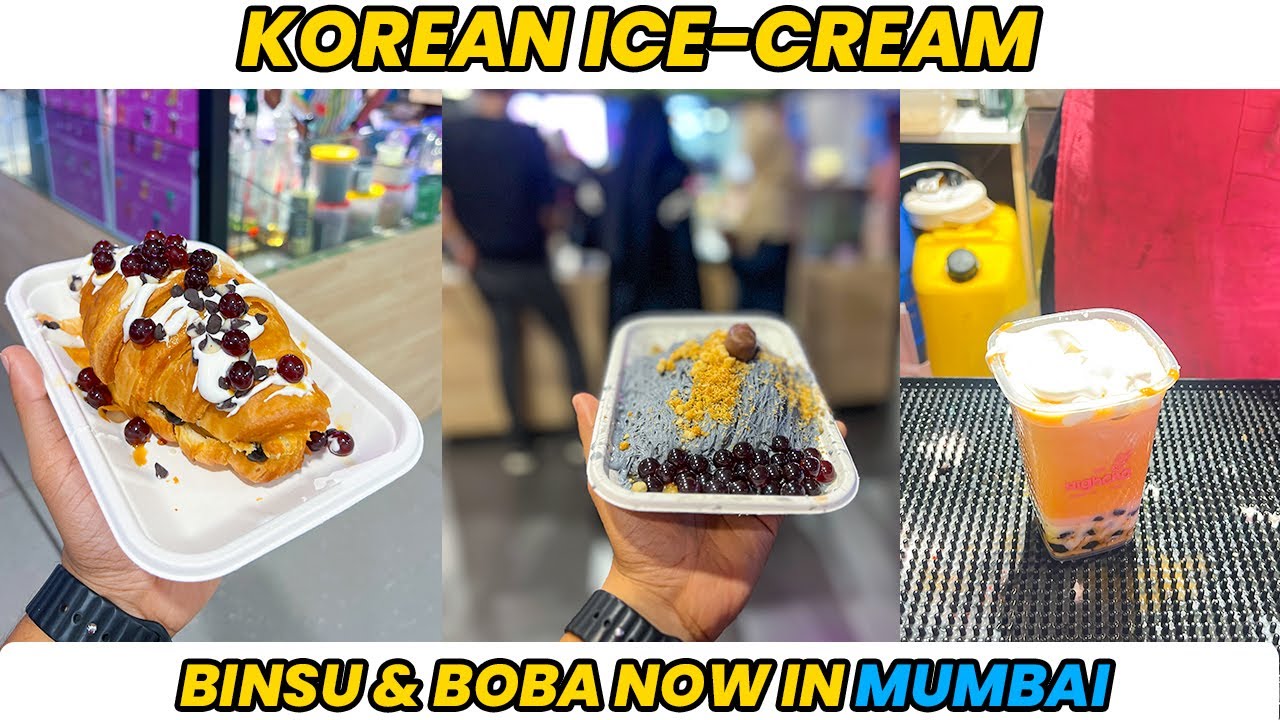 Binsu Ice Cream & BOBA Ice Tea | Korean Dessert First Time in India | Highcha Mumbai - YouTube