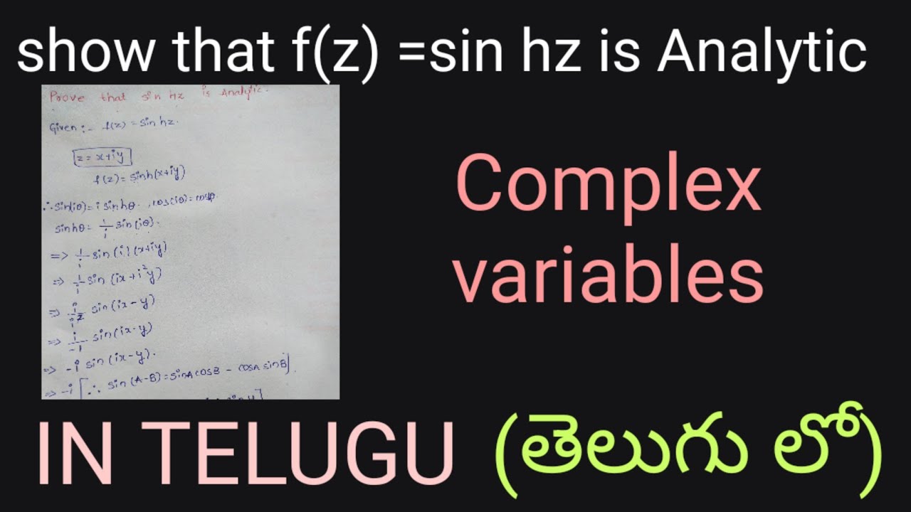 Analytic function numerical problem in Telugu-B-TECH, degree,BSC- M4,MATHS IN Telugu - YouTube