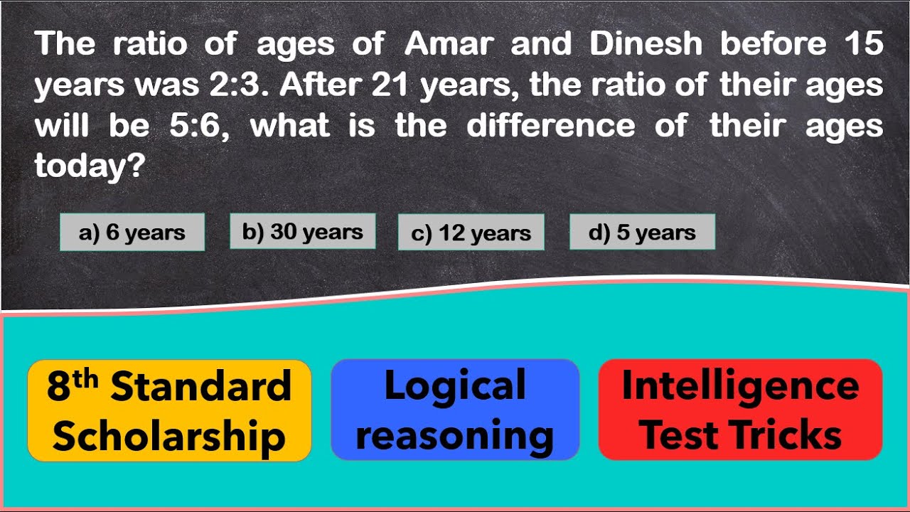 Age related problems | Scholarship exam | Class 8 | Intelligence test ...