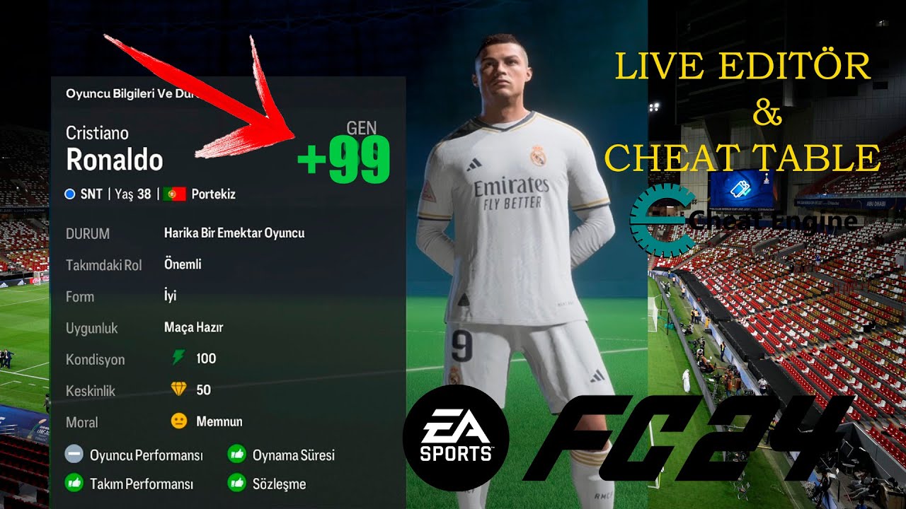 FC 24 CHEAT TABLE KURULUMU | LİVE EDİTÖR | KARİYER DE GÜCÜNÜ +99 YAP ...