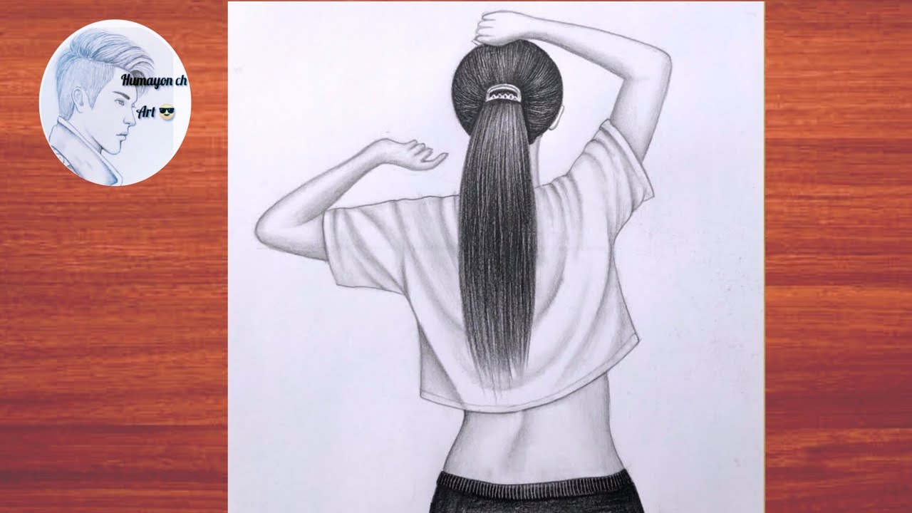 how to draw a girl with ponytail - step by step || pencil sketch - YouTube