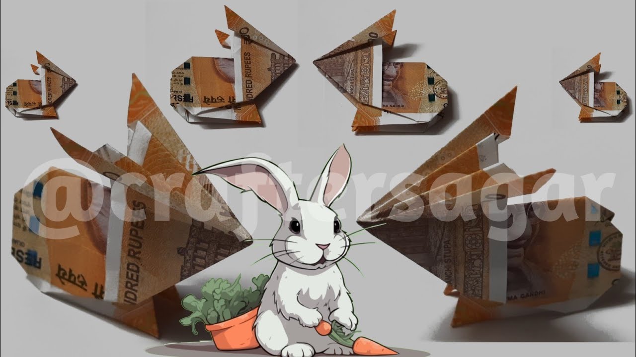 money origami rabbit 🐇🐰🐇 @craftersagar - YouTube