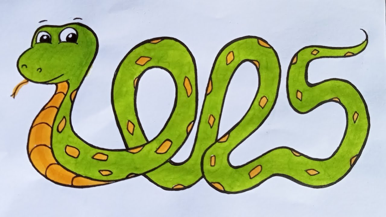 Vẽ con rắn tết năm tị 2025 - how to draw a snake - YouTube