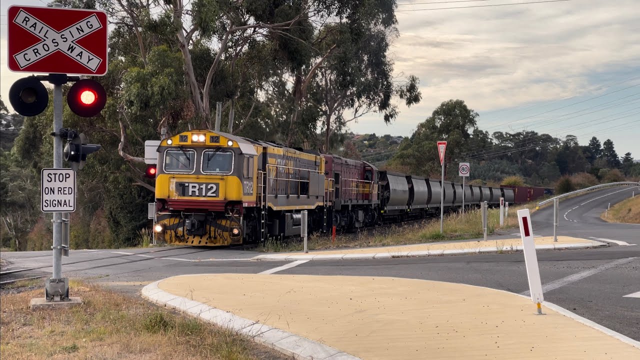 TasRail TR12 2011 #33 train crossing Opossum Road - YouTube