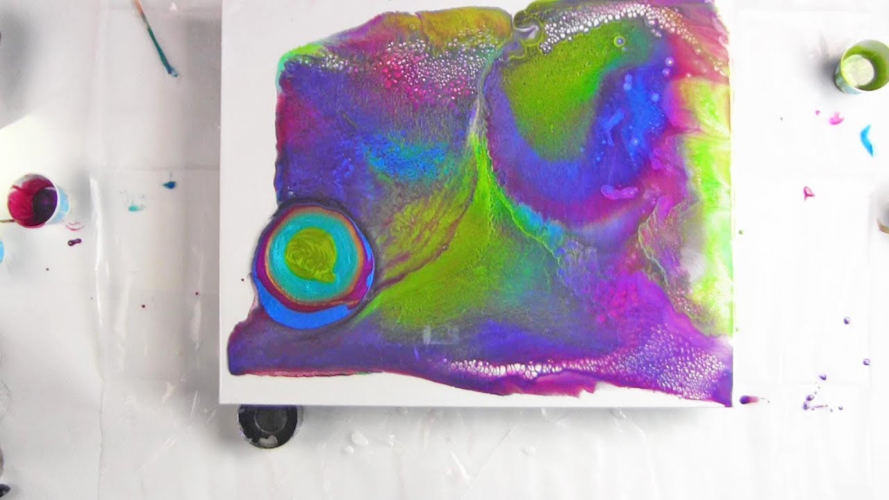 Rezin Arte 16 x 20 puddle pour canvas, By Leslie Ohnstad - YouTube
