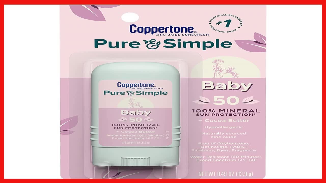 Coppertone Pure and Simple Baby Sunscreen Stick SPF 50, Zinc Oxide ...